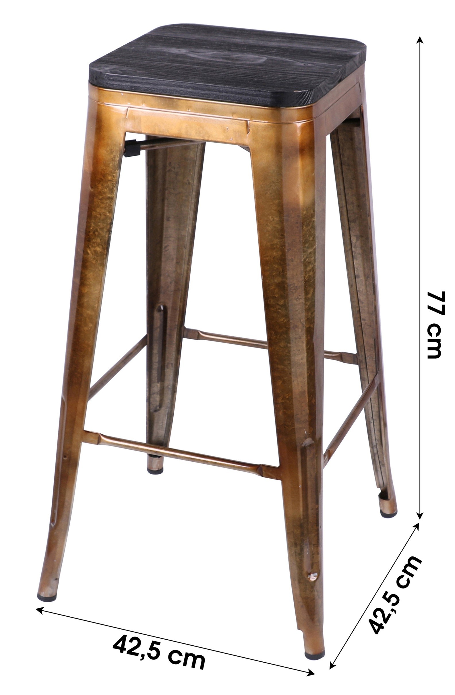 Lot de 4 tabourets de bar style vintage en métal, coloris doré ...